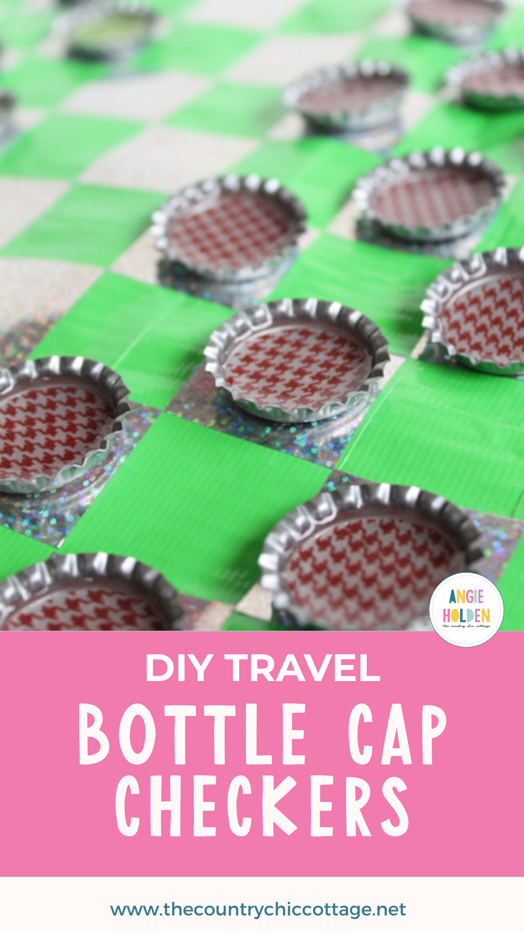 DIY Travel Bottle Cap Checkers - Angie Holden The Country Chic Cottage