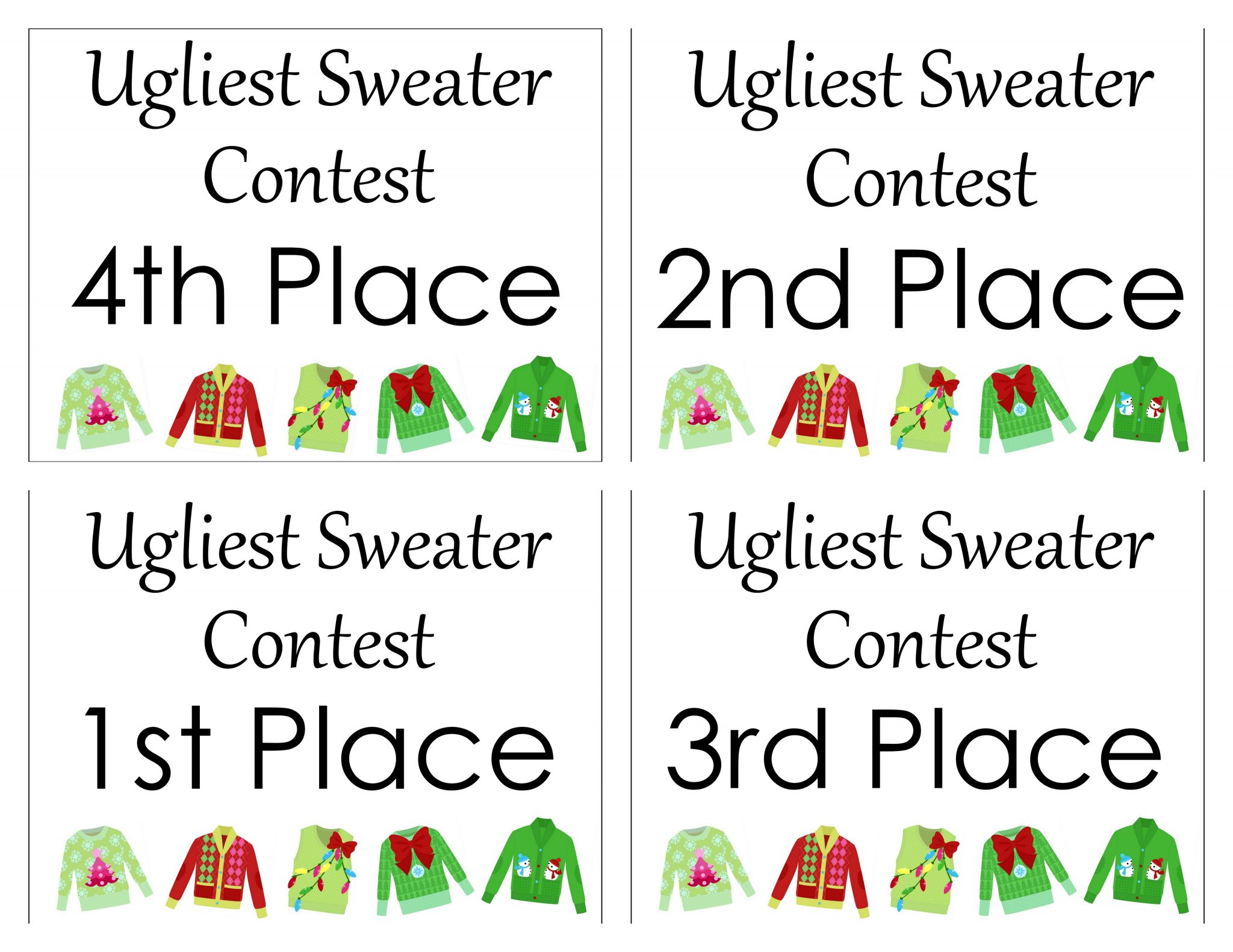 Ugly Sweater Party Free Printables The Country Chic Cottage