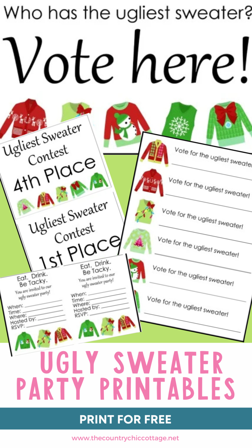Free Ugly Christmas Sweater Printables for Your Party - Angie Holden ...