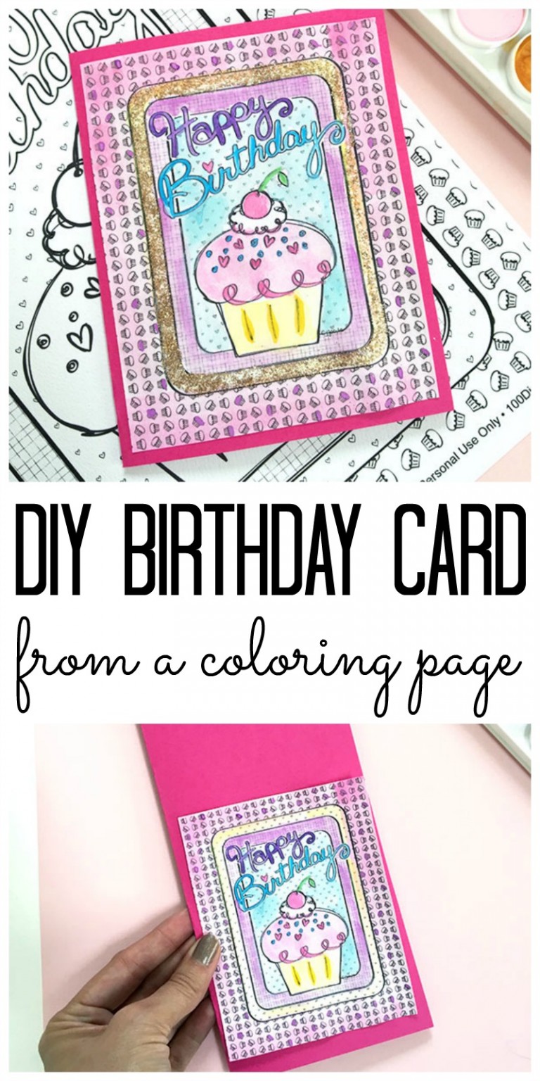 DIY Birthday Cards Using Coloring Pages (5-Minute Project) - Angie ...
