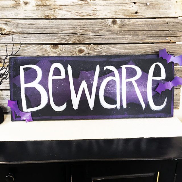 DIY Halloween Beware Sign With Bat Cutouts - Angie Holden The Country ...