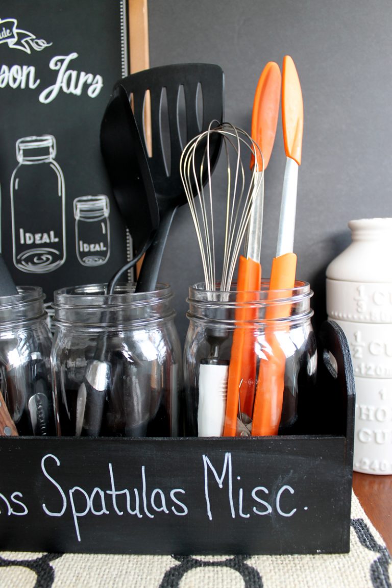 Easy Utensil Organizer: Using Mason Jars in the Kitchen - Angie Holden ...