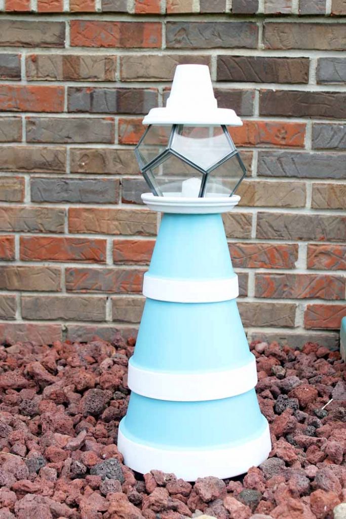 DIY Flower Pot Lighthouse - Angie Holden The Country Chic Cottage