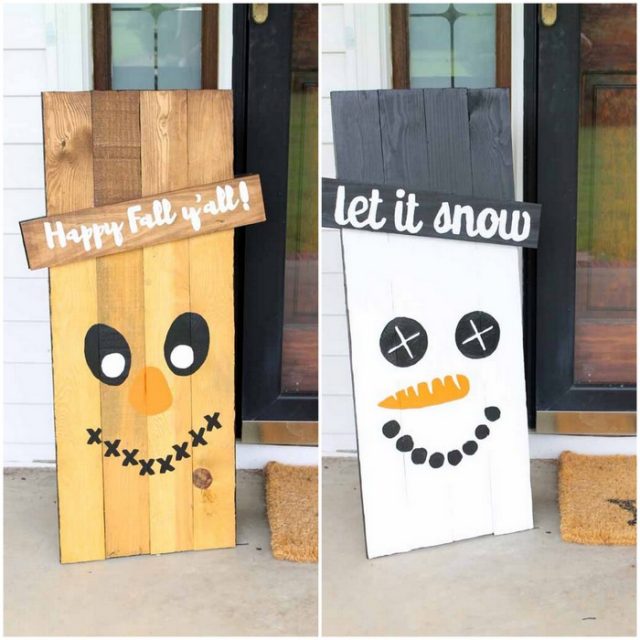 Make This Reversible Scarecrow and Snowman Sign - Angie Holden The ...