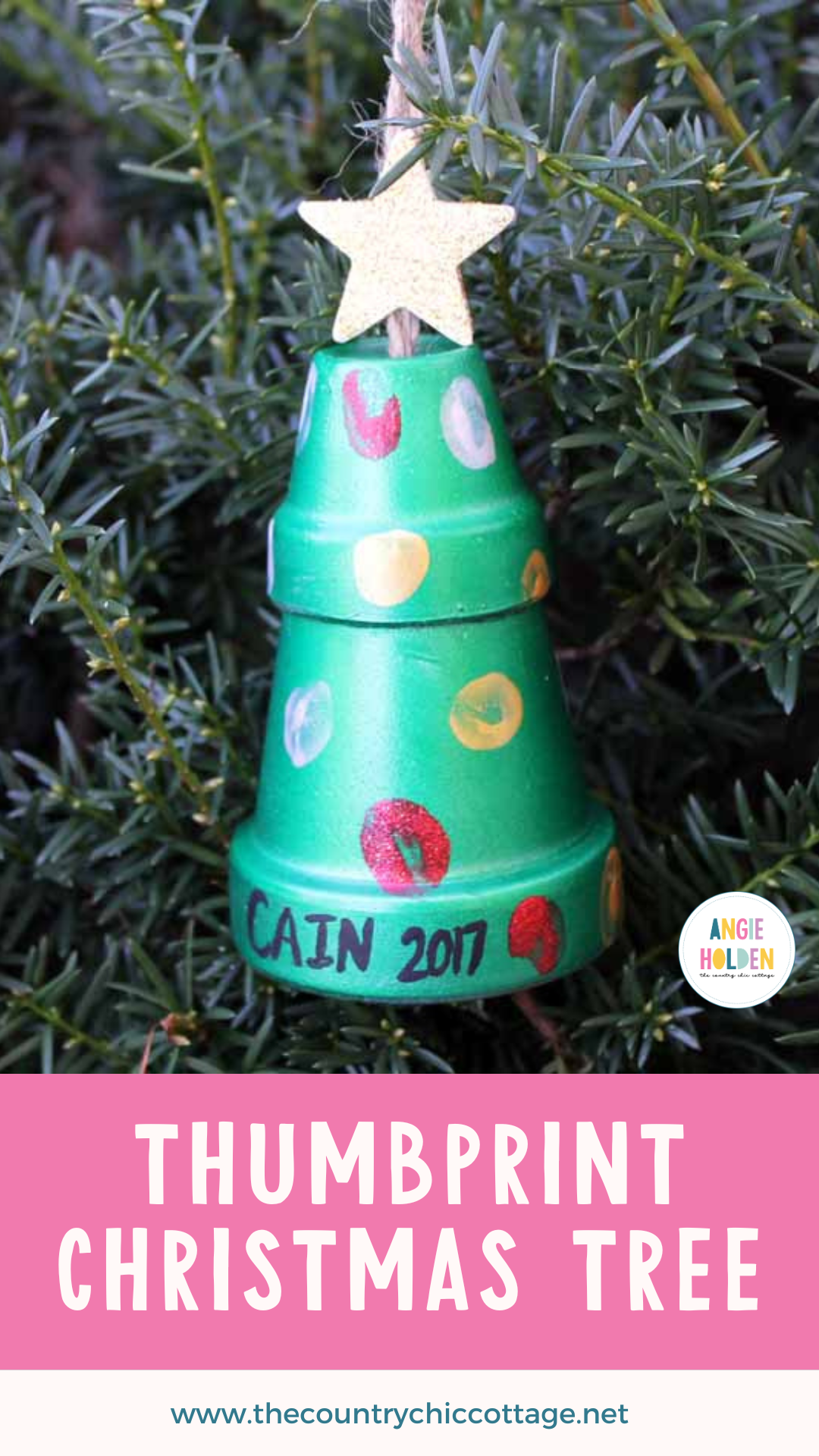Thumbprint Christmas Tree Ornament - Angie Holden The Country Chic Cottage