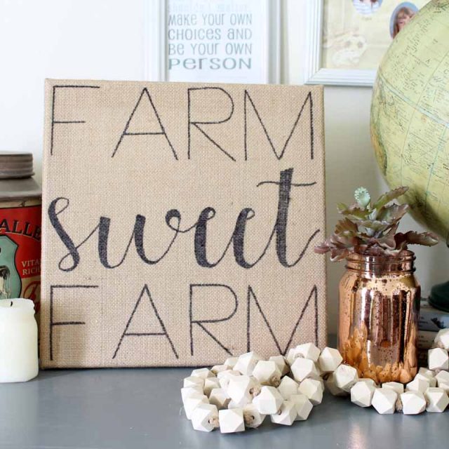 Farmhouse Sign from Burlap: Easy To Make with Template - Angie Holden ...
