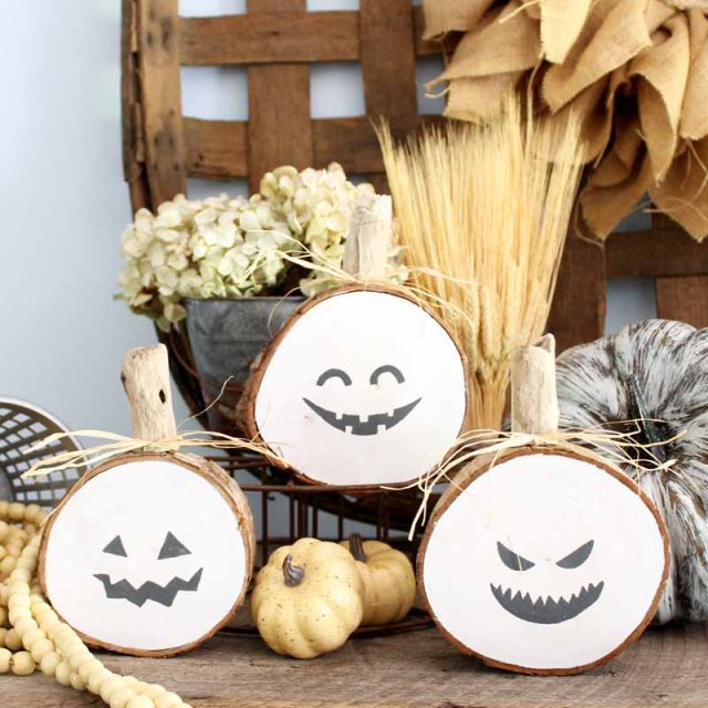 DIY Wooden Pumpkins from Log Slices - Angie Holden The Country Chic Cottage