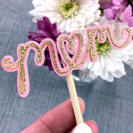DIY Mom Word Art Flower Pick - Angie Holden The Country Chic Cottage