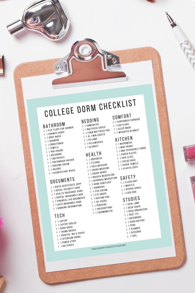 Free Printable College Dorm Checklist - Angie Holden The Country Chic ...