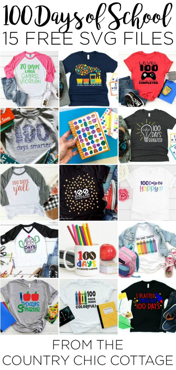 Free First 100 Days of School SVG File | The Country Chic Cottage