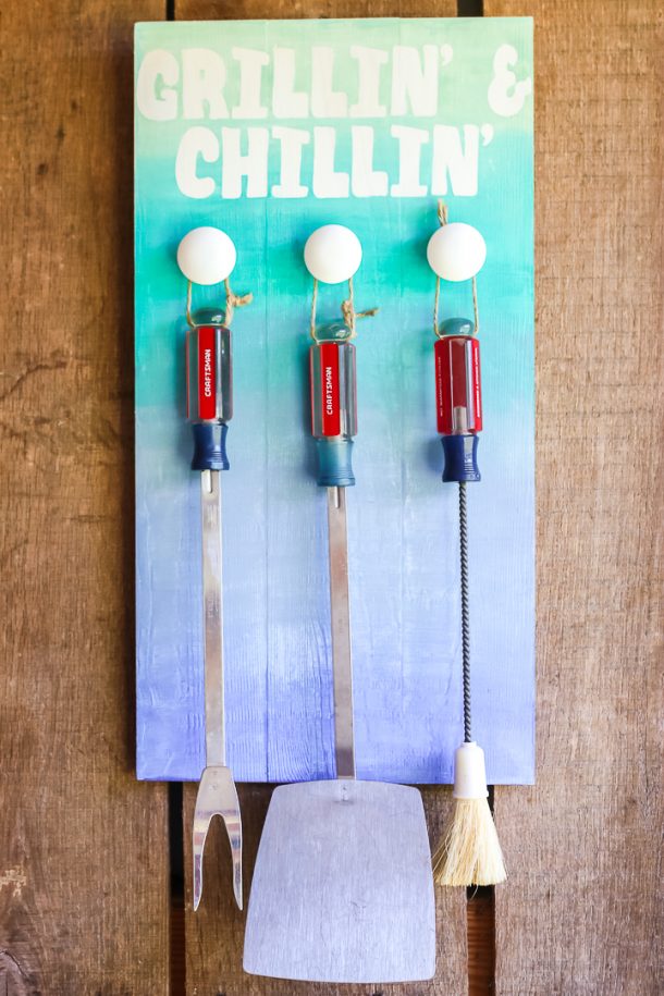 DIY Hanging Grill Tools Storage with an Ombre Paint Technique - Angie ...