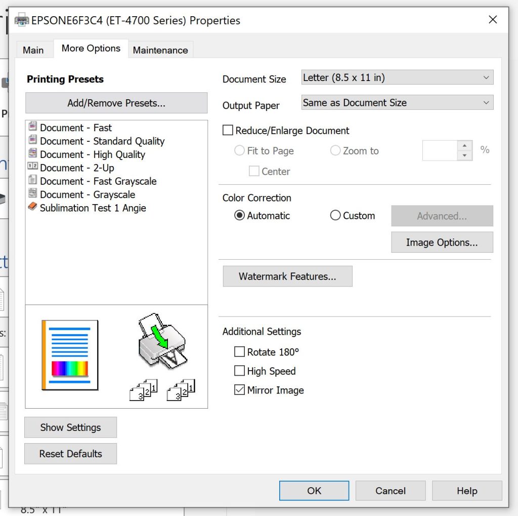 Sublimation Printer Settings And Manual Color Correction 2023 