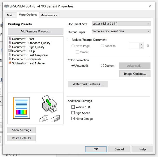 Sublimation Printer Settings and Manual Color Correction - Angie Holden ...